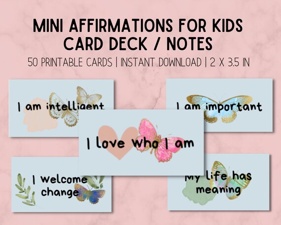 50 Mini Affirmations for Kids Card Deck in Butterflies - Etsy