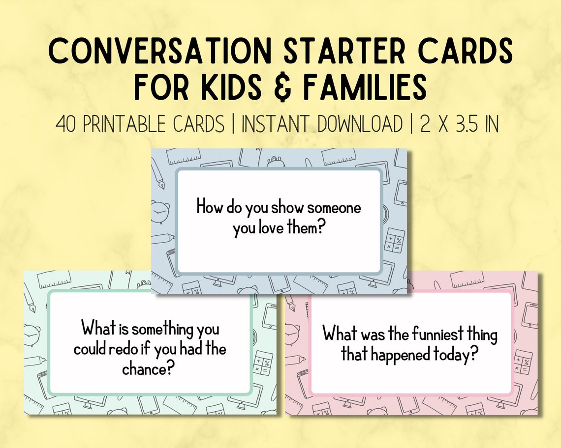 40 Conversation Starter for Kids & Families Card Deck Growth - Etsy