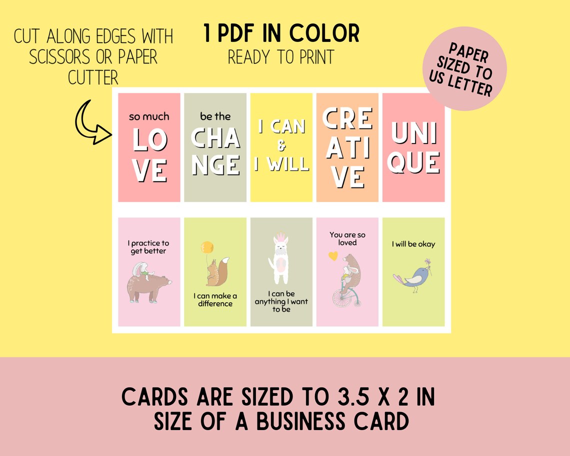 50 Mini Affirmations for Kids Card Deck in BRIGHTS & BOLD - Etsy