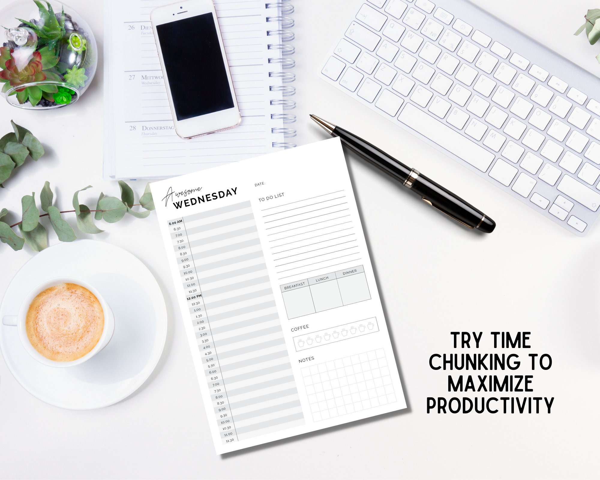 Daily Hourly Planner Printable Instant Download Hourly Spread, Time ...