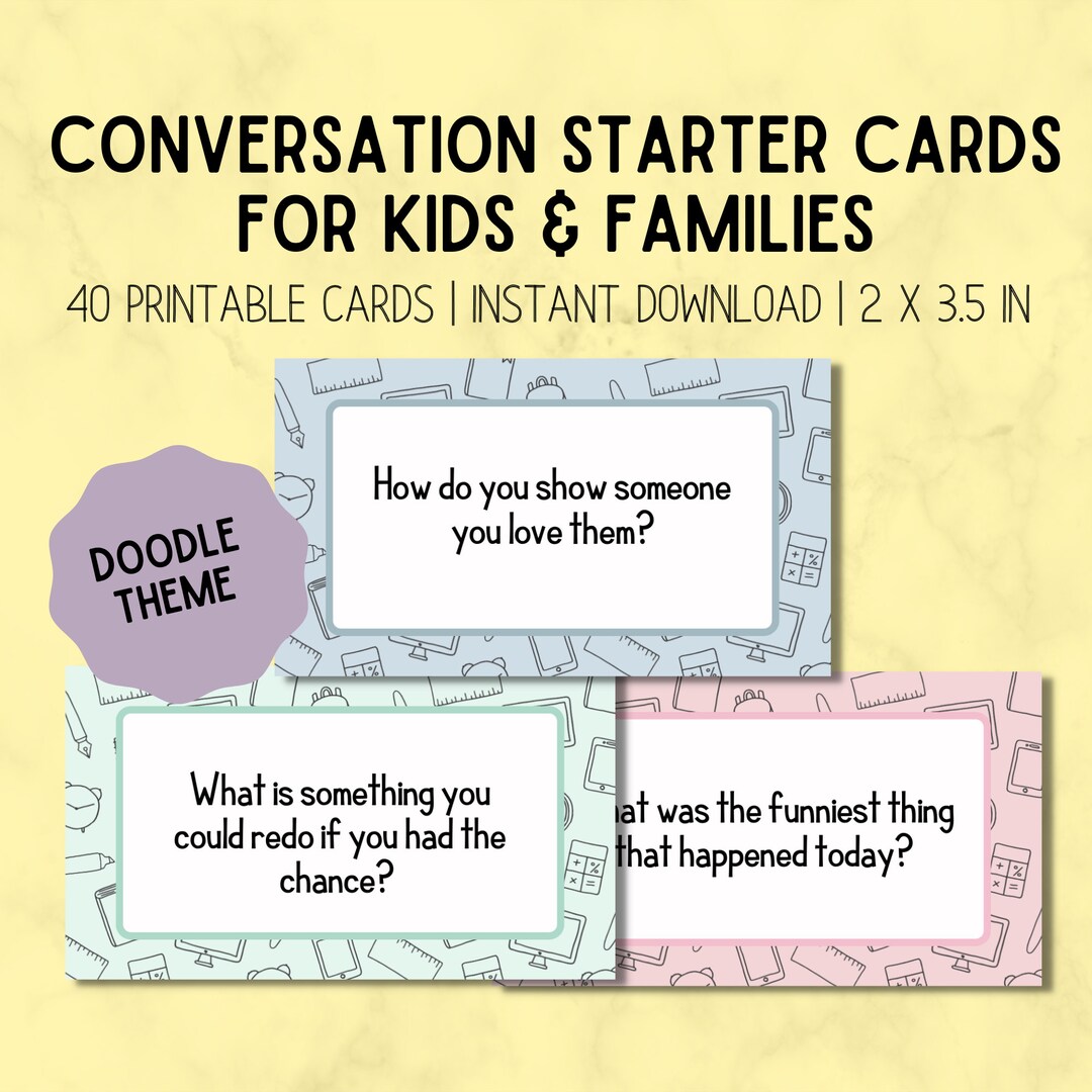 40 Conversation Starter for Kids & Families Card Deck Growth Mindset ...