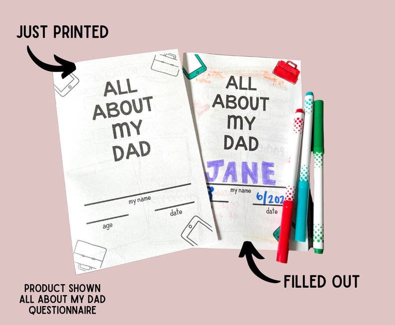 All About Dad Questionnaire Card Father's Day Gift | Etsy