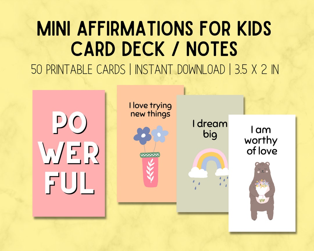 50 Mini Affirmations for Kids Card Deck in BRIGHTS & BOLD - Etsy
