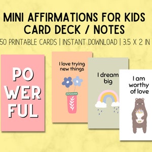 50 Mini Affirmations for Kids Card Deck in BRIGHTS & BOLD - Etsy
