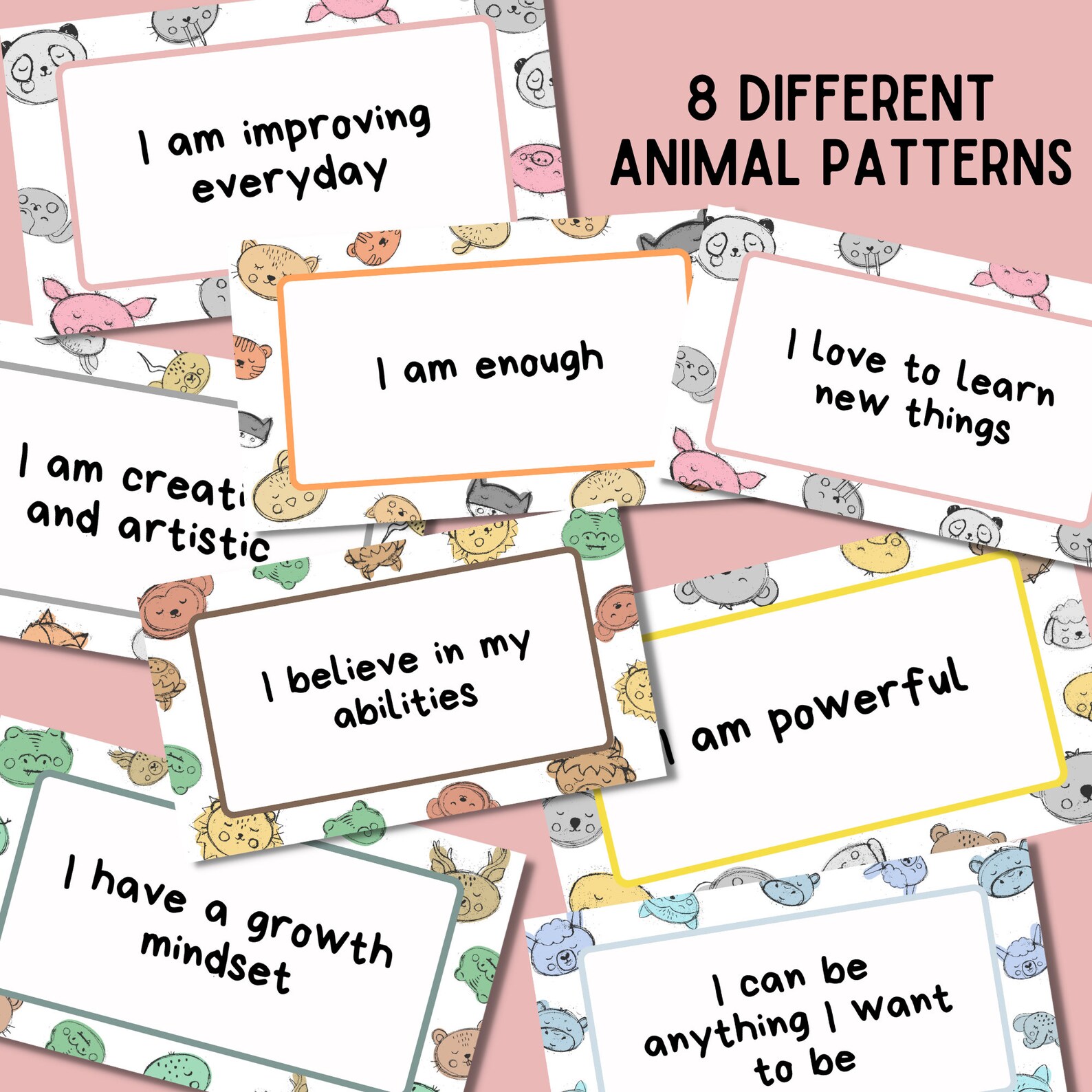50 Mini Affirmations for Kids Card Deck in CUTE DOODLES Lunch Box Notes ...