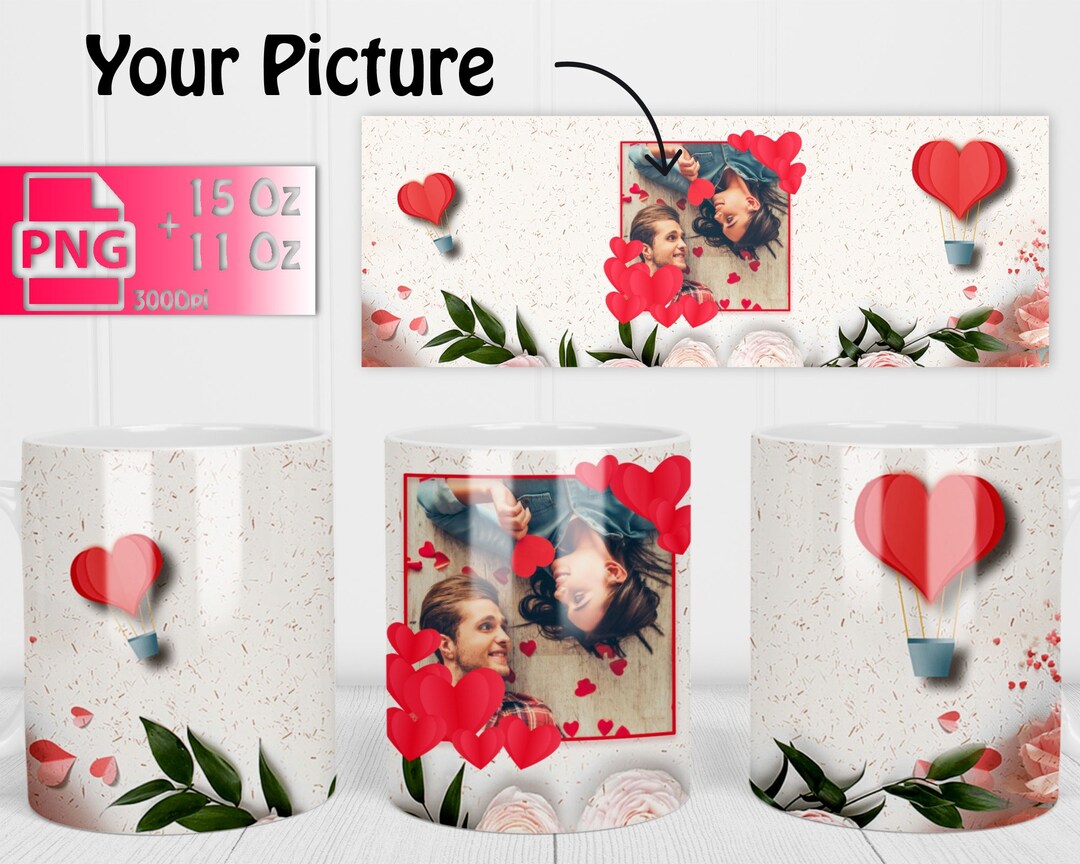 Love Photo Mug, Photo Mug Wrap Png, Picture Mug Template for ...