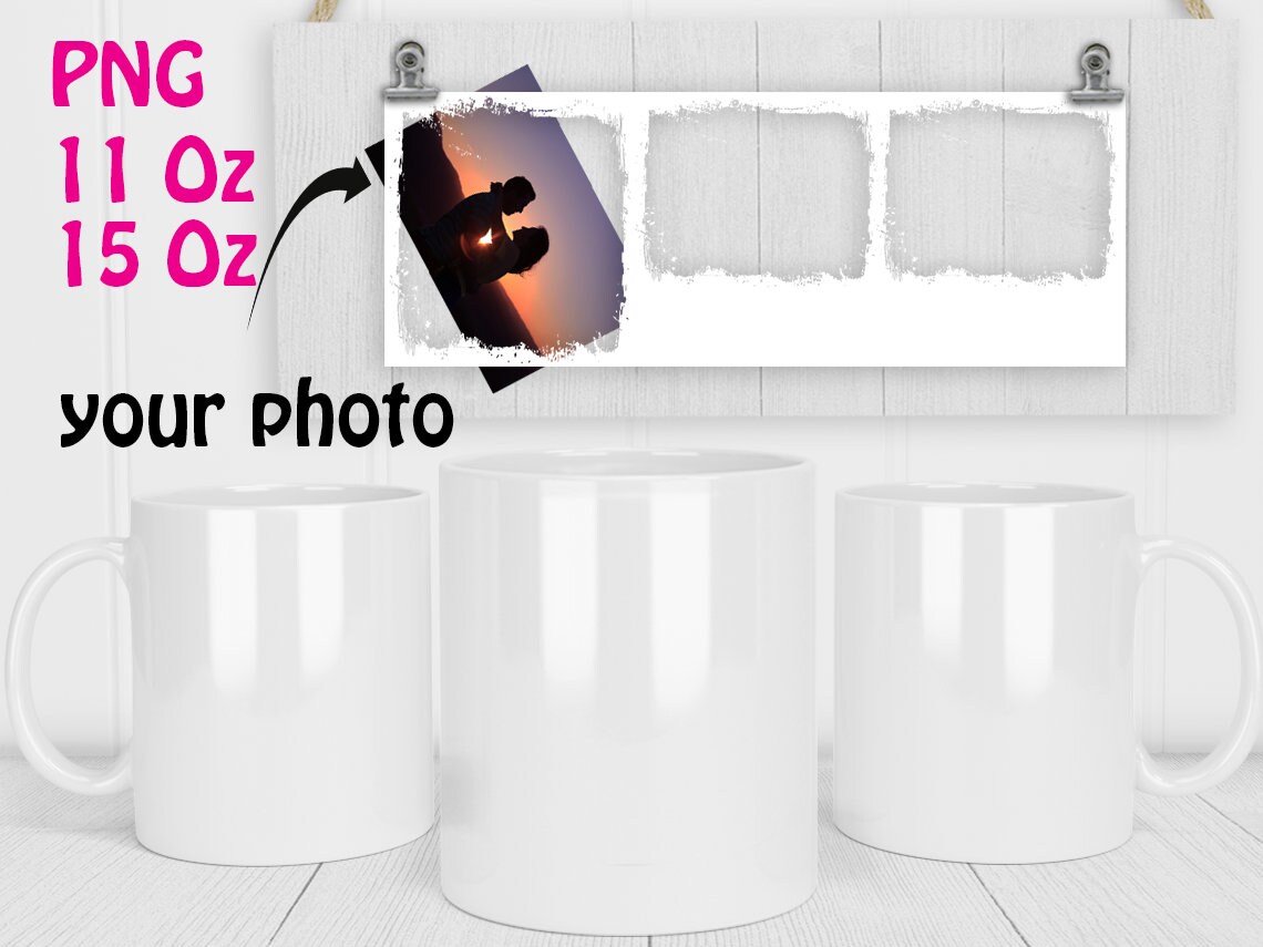 3 Photo Mug PNG 3 Photo Sublimation Mug PNG 3 Photo Collage Mug Wraps 3 ...