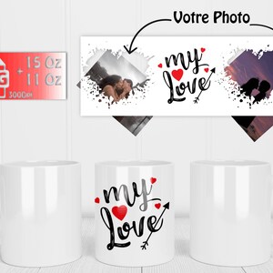 2 Photo Frame Mug, Picture Mug Template, Photo Mug Sublimation Design ...