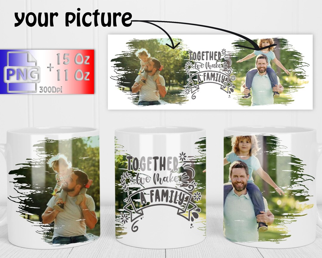 2 Photo Frame Mug, Picture Mug Template, Photo Mug Sublimation Design ...