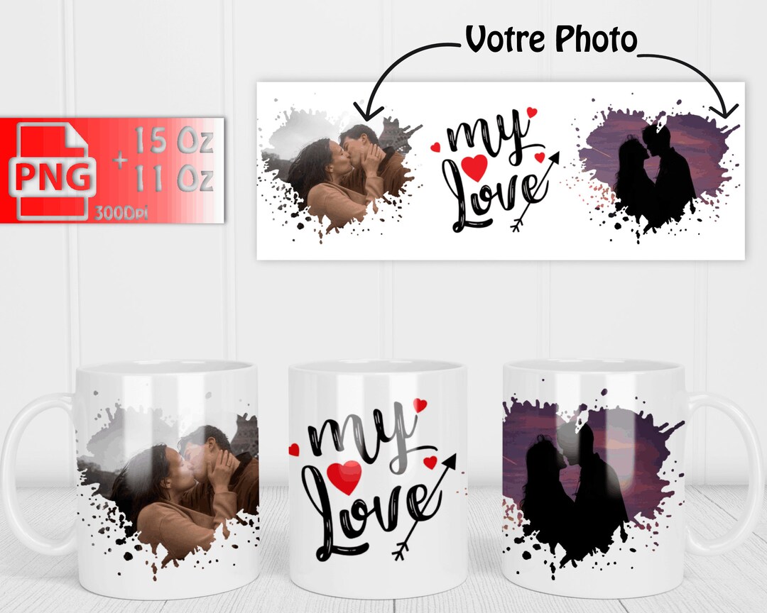 2 Photo Frame Mug, Picture Mug Template, Photo Mug Sublimation Design ...