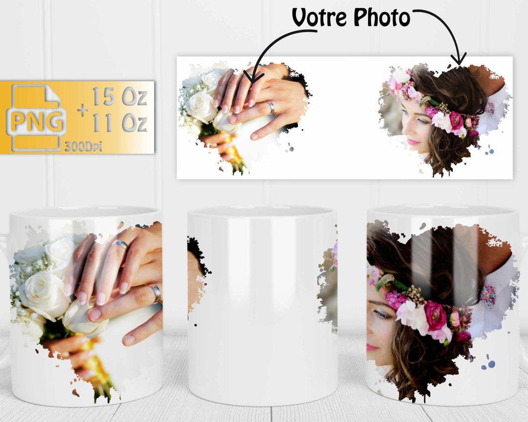 2 Photo Frame Mug, Picture Mug Template, Photo Mug Sublimation Design ...