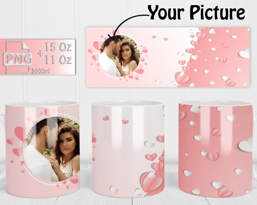 Sublimation Mug Coffee Cup With Photo Customizable Heart for Couple in ...