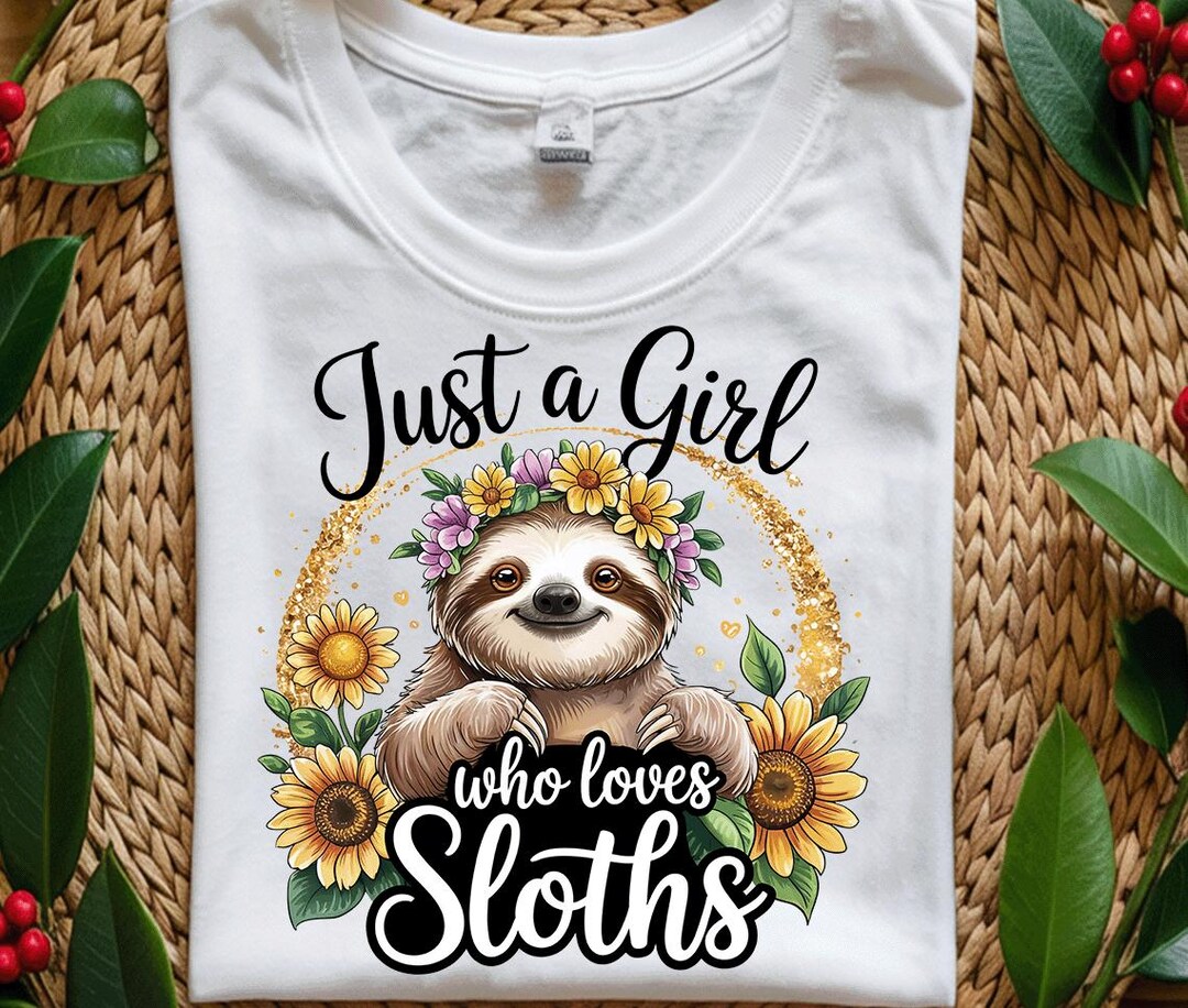 Just A Girl Who Loves Sloths Png, Sublimation Design, Sloth Clipart ...