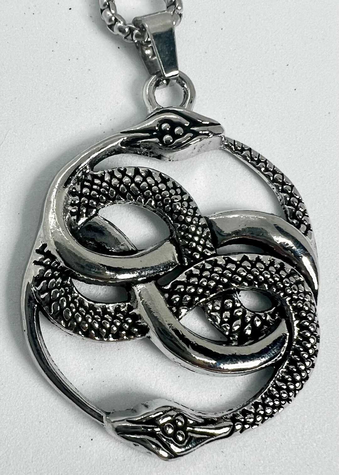 Twin Serpent Infinity Pendant With Chain - Etsy