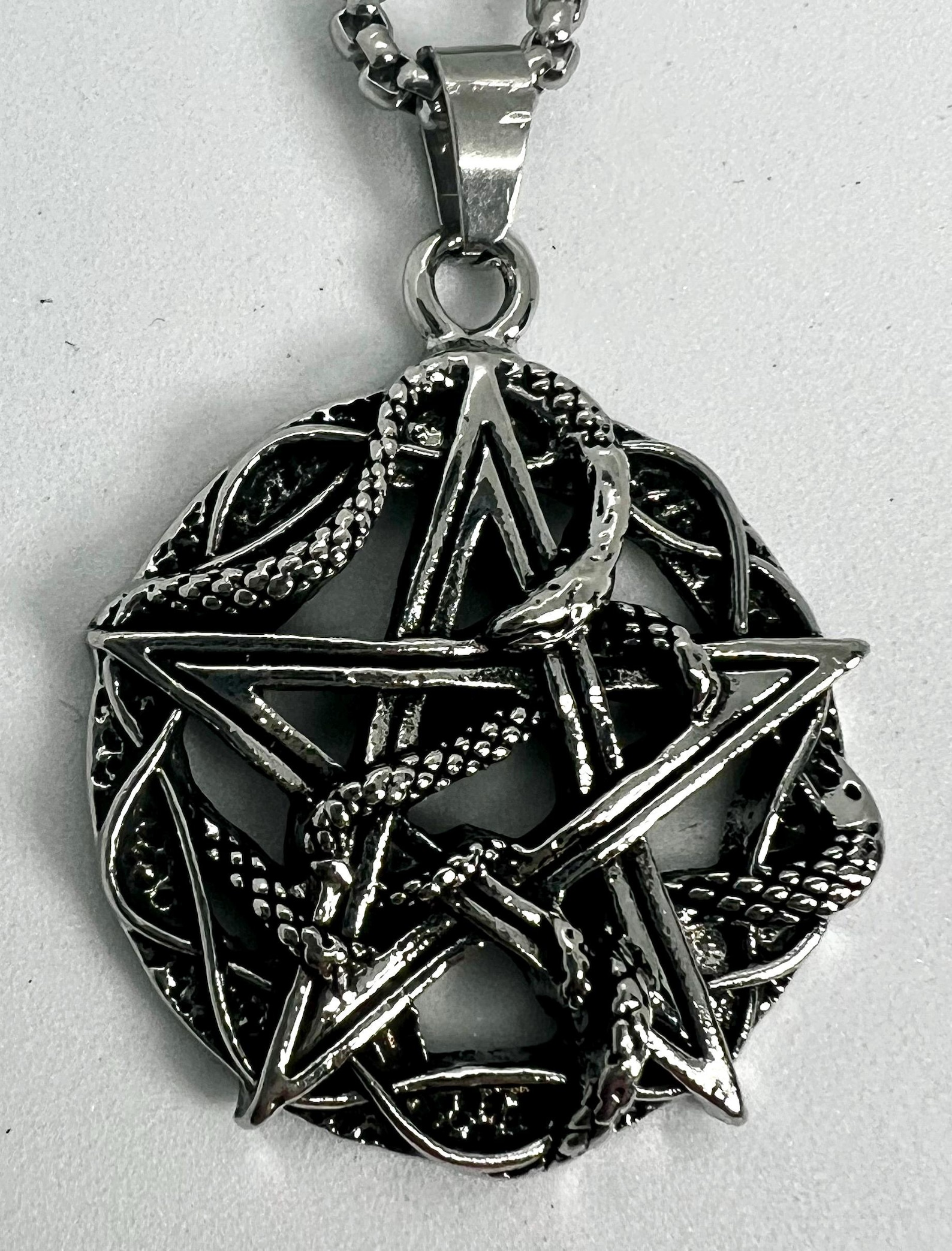 Snake Wrapped Pentagram Pendant With Chain - Etsy