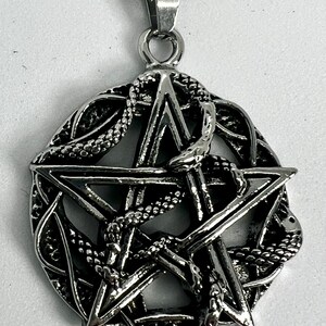 Snake Wrapped Pentagram Pendant With Chain - Etsy