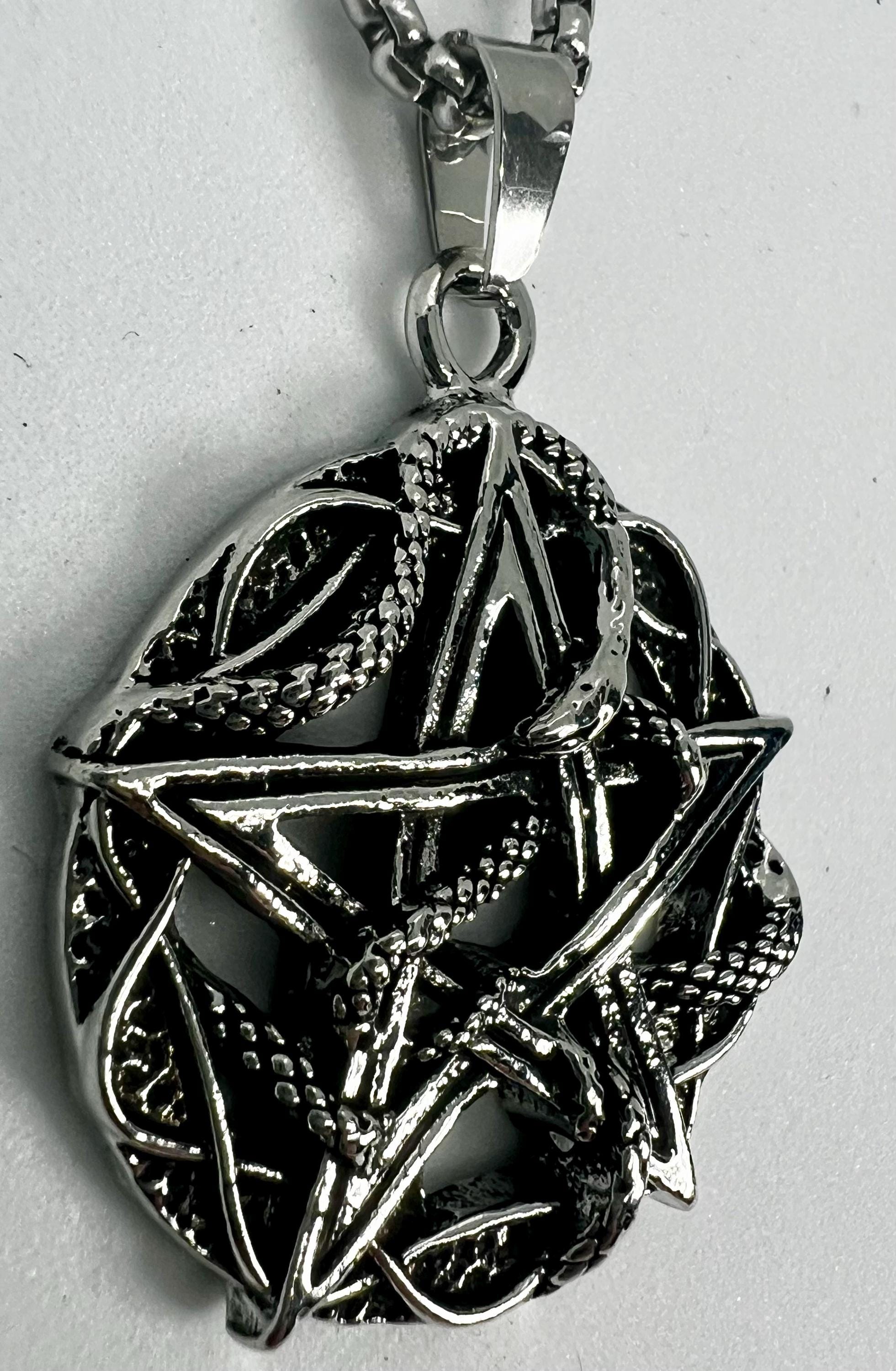 Snake Wrapped Pentagram Pendant With Chain - Etsy