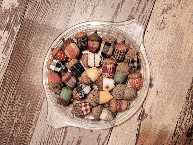 Stuffed Fabric Acorns (set of 12) | Farmhouse Tier Tray Decor - Etsy
