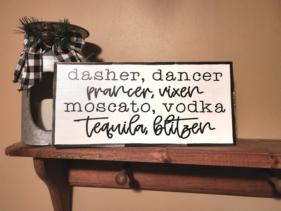 Christmas Gift, Country Farmhouse Home Decor Wood Sign Santa Reindeer ...