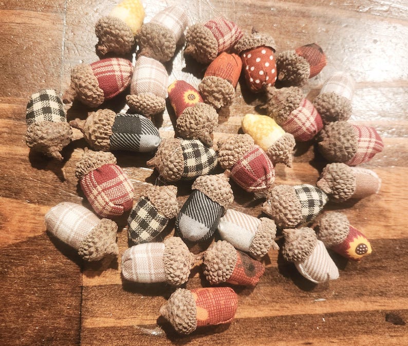Stuffed Fabric Acorns (set of 12) | Farmhouse Tier Tray Decor - Etsy