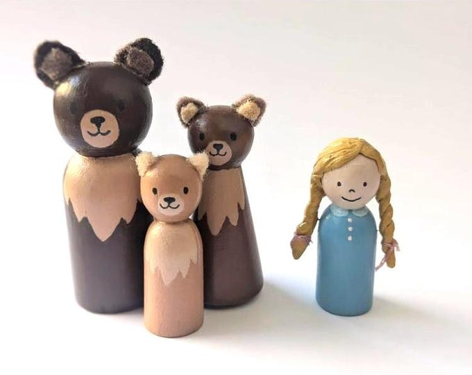 Goldilocks & the Three Bears Peg Doll Set/storytelling Figurines/gift ...