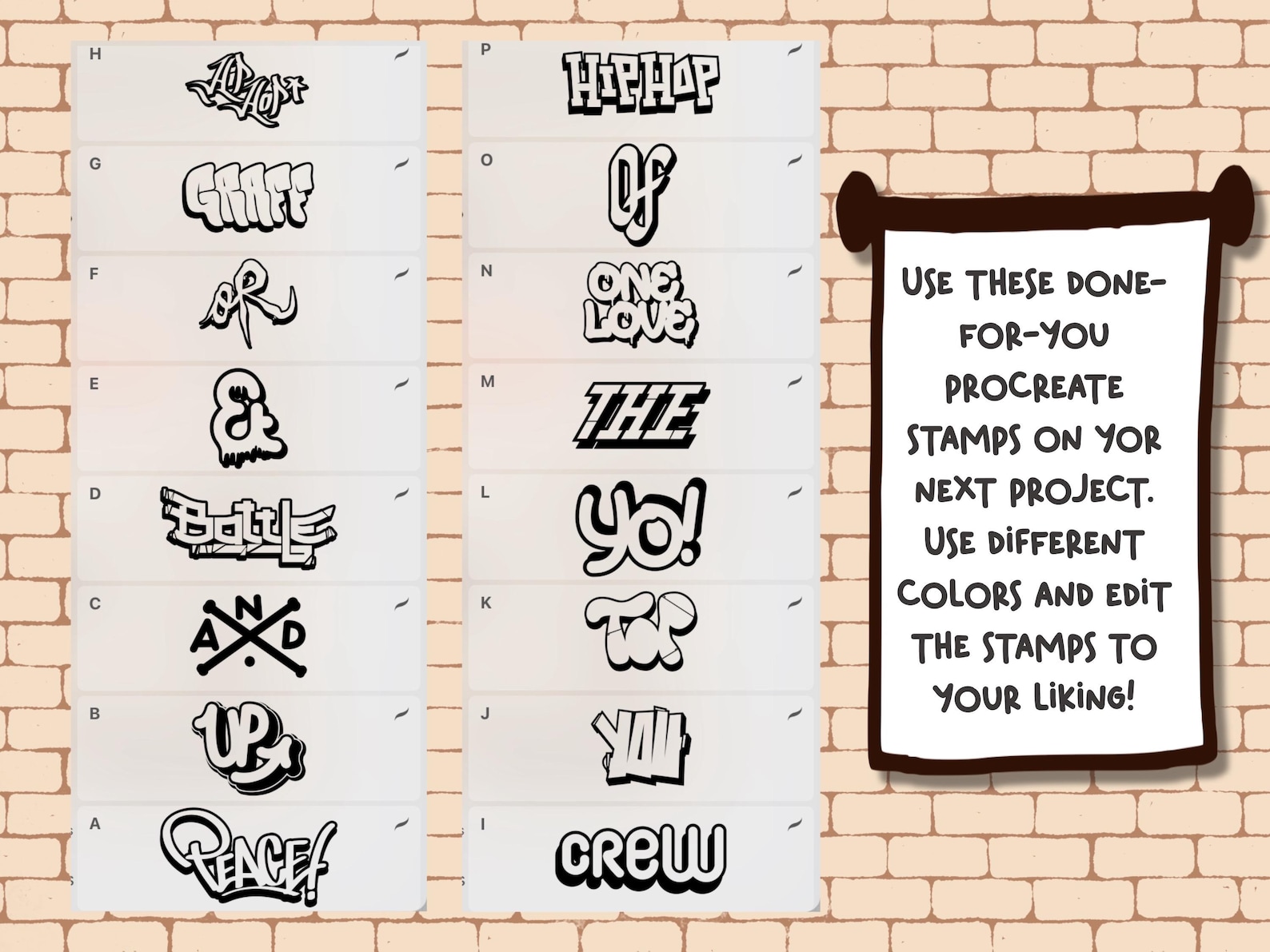 Graffi Stamp Procreate, Street Art Stamps, Procreate Stamps Set ...