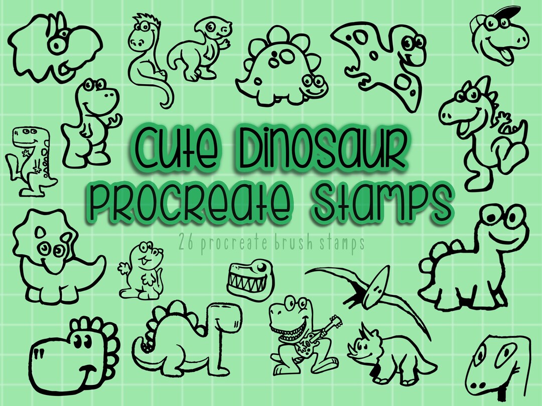 Dinosaur Procreate Stamp, Cute Dinosaur, Digital Download, Procreate ...
