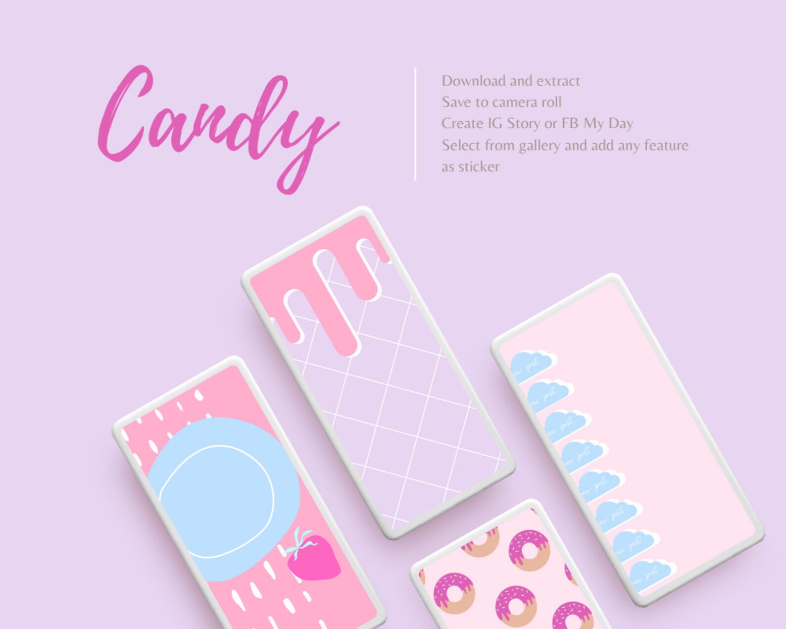 10 Instagram Story Backgrounds - CANDY, Instagram Templates,blank Insta ...