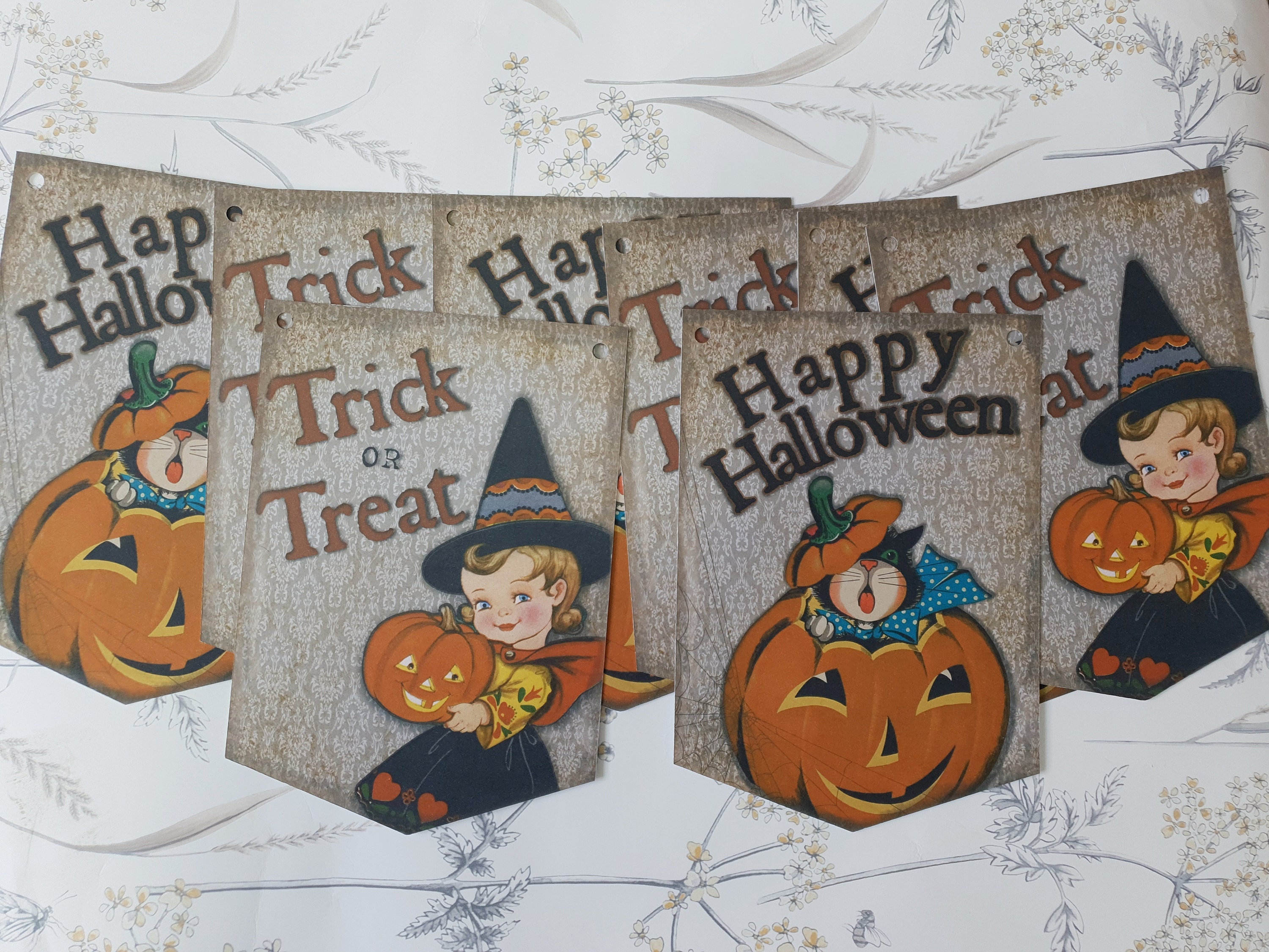 Party Décor Paper & Party Supplies Vintage Halloween Bunting Handmade ...