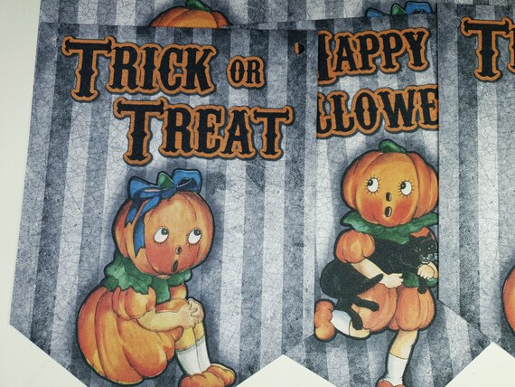 Party Décor Paper & Party Supplies Vintage Halloween Bunting Handmade ...