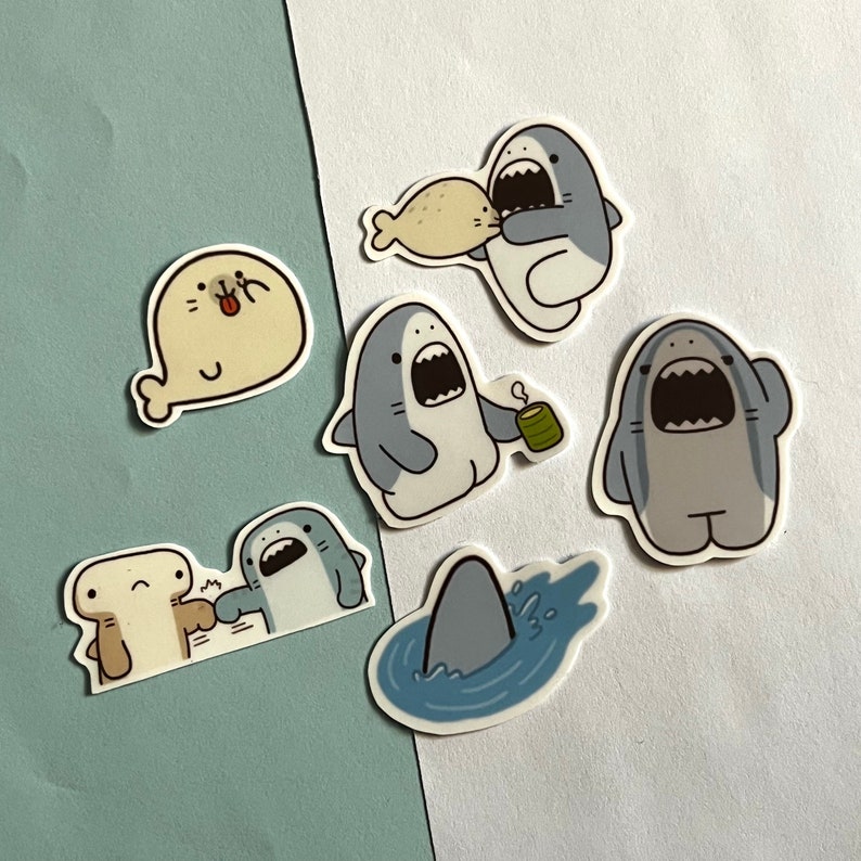 Shark Sticker Pack Great White Shark, Waterproof Sticker, Vinyl Sticker ...