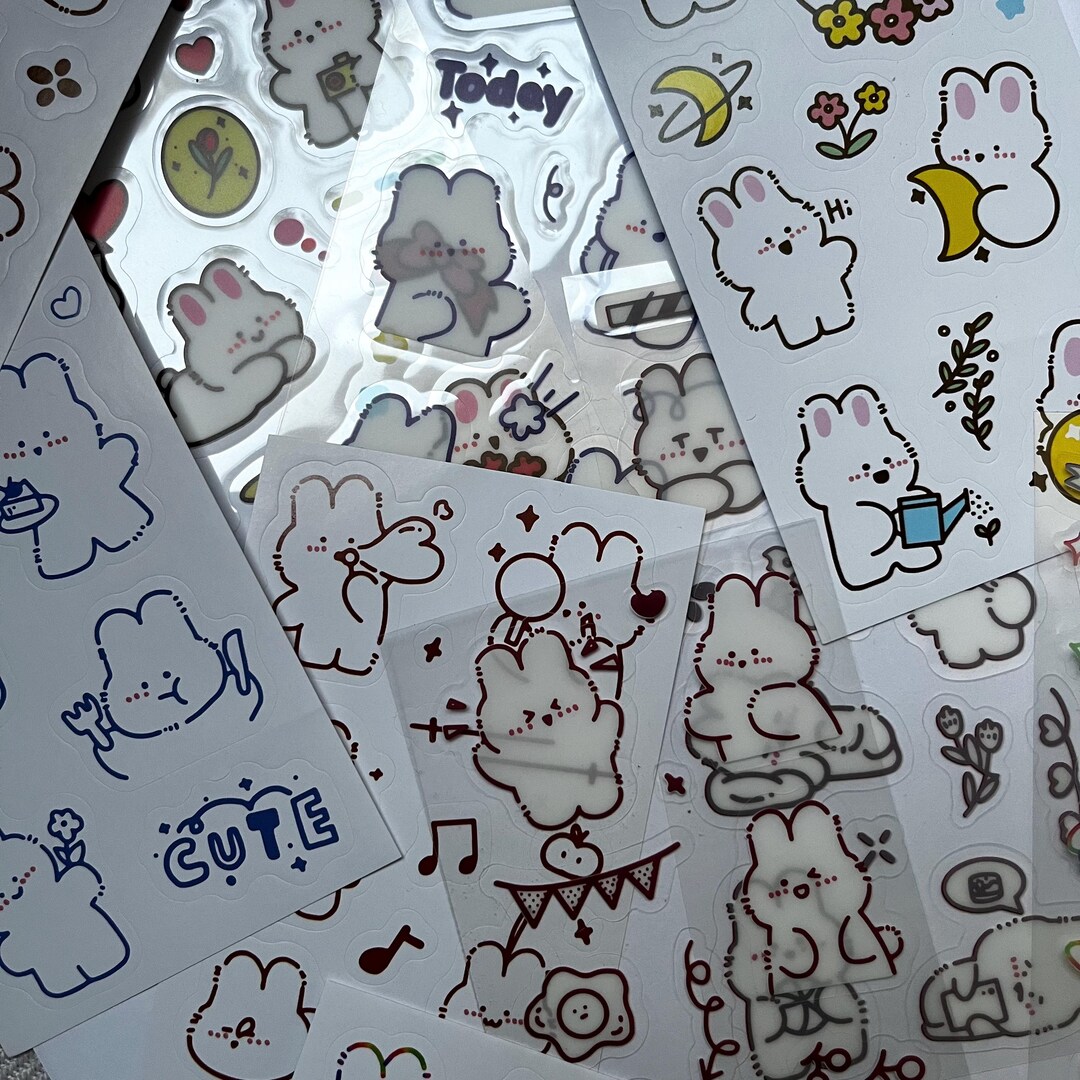 5 Bunny Sticker Sheet Sable Point Rabbit Sticker, Bunny Sticker, Cute ...