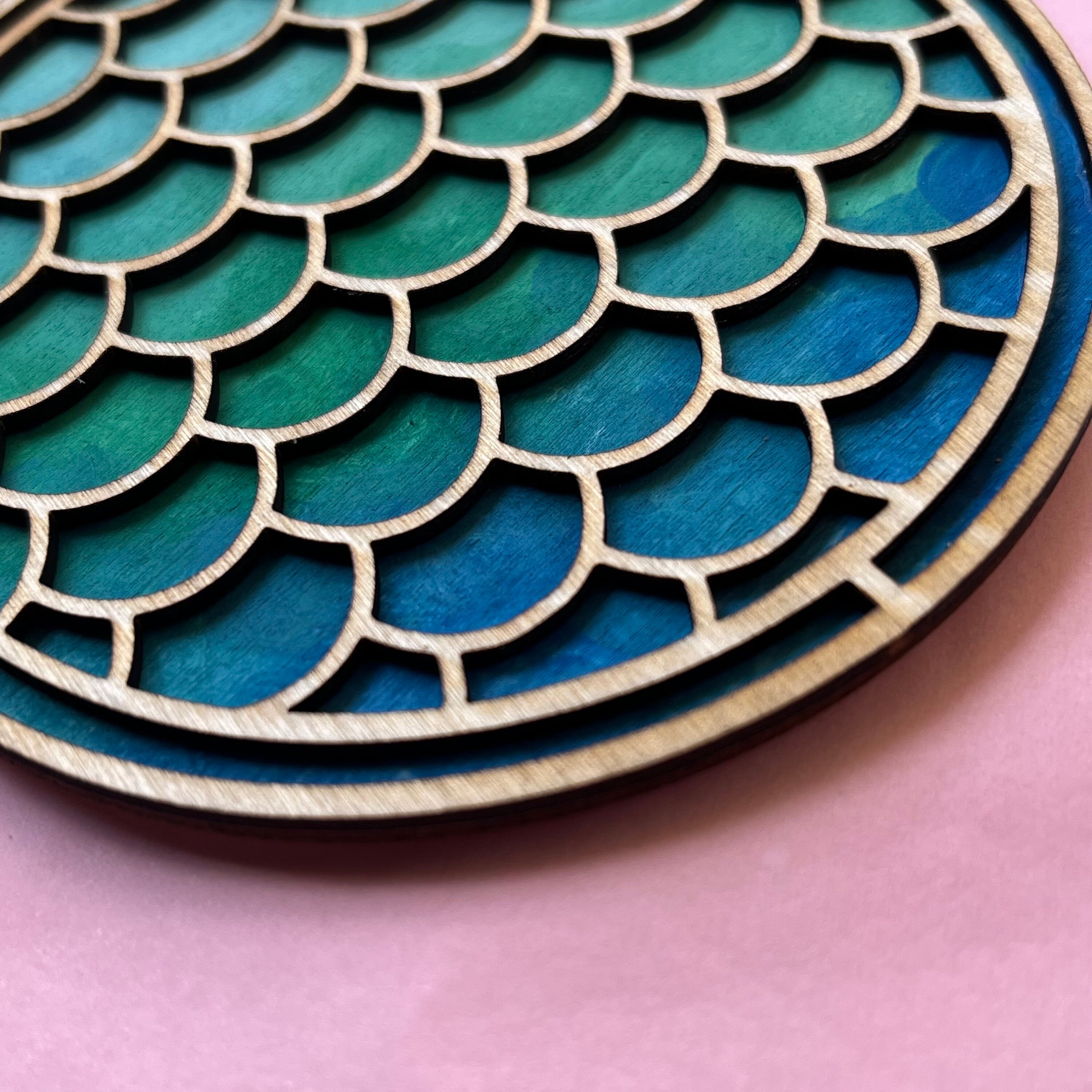 Japanese Art Coasters Japanese Fish Scale Ocean Art Coaster - Etsy