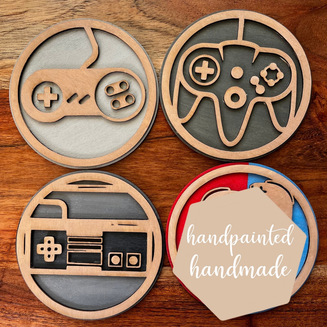 Nintendo Controller Coaster Set of 4 Gaming Controller Wood Cork ...