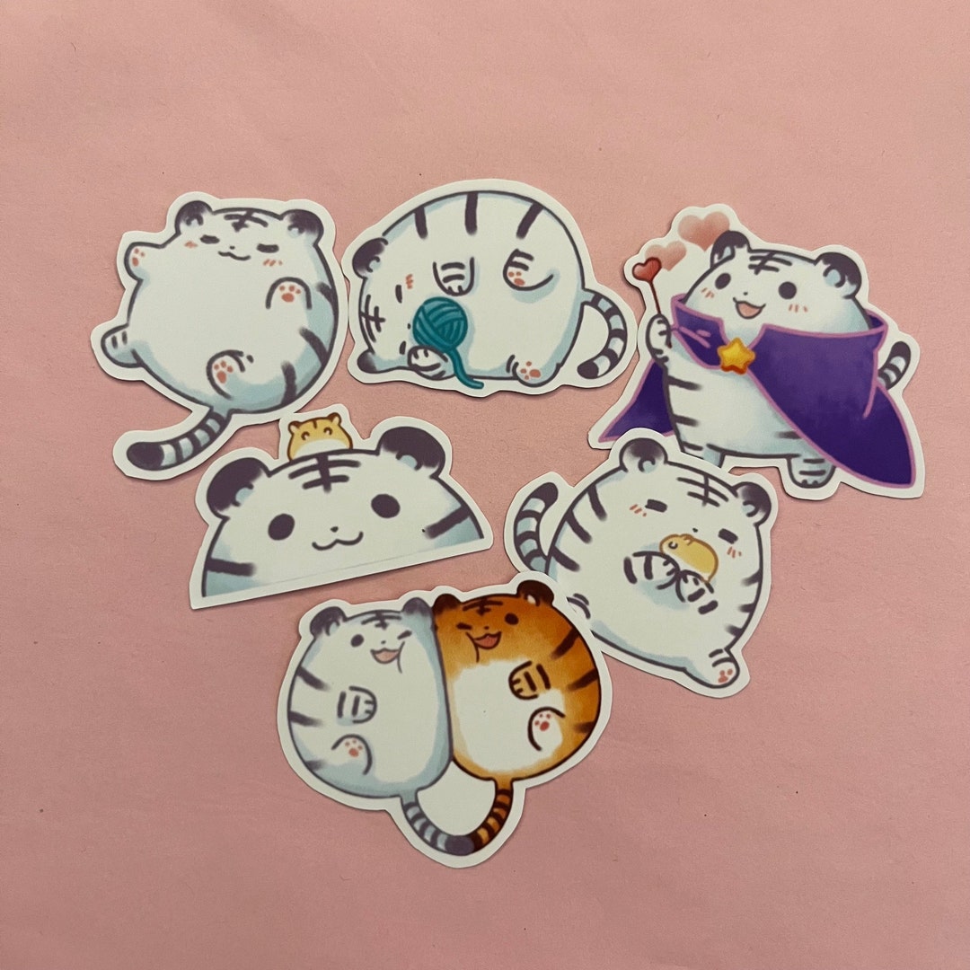 Tiger Sticker Set 2. White Tiger Stickers Cute Animal Sticker - Etsy