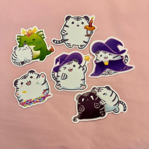 Tiger Sticker Set 1 White Tiger Stickers Cute Animal Sticker - Etsy