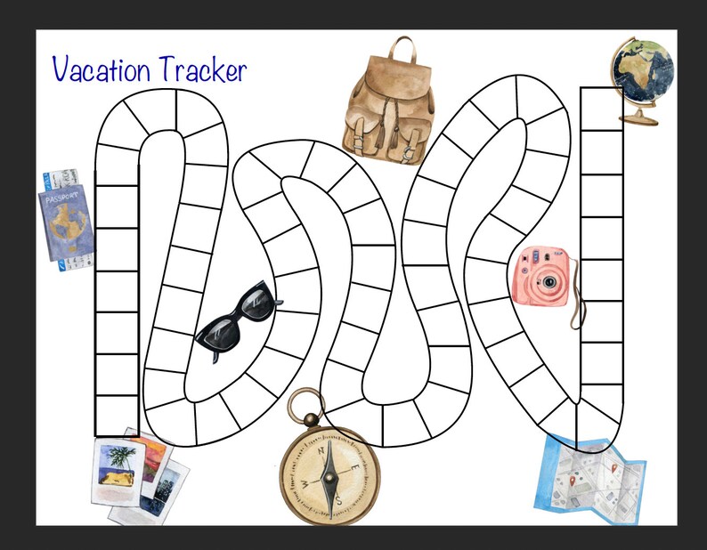 Game Board Vacation. Tracker- Printable - Etsy