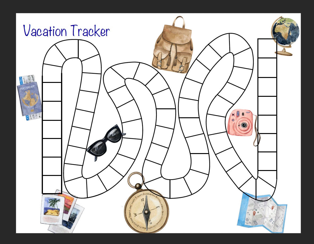 Game Board Vacation. Tracker- Printable - Etsy