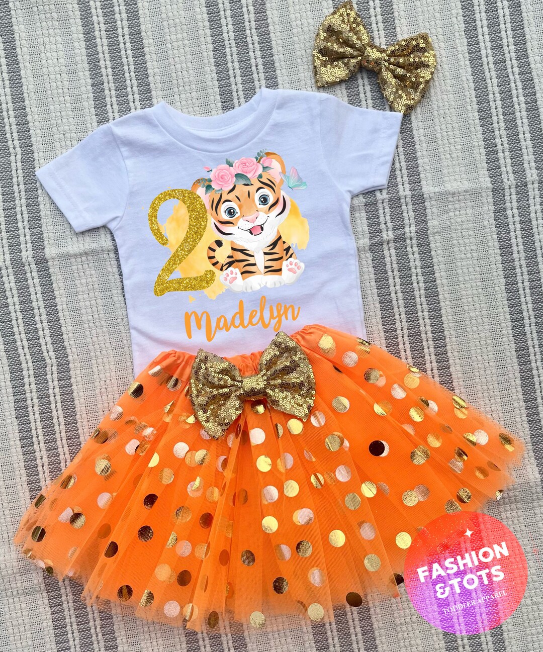 Tiger Theme Outfit Orange Tutu Set Tiger Birthday T-shirt Toddler Girl ...