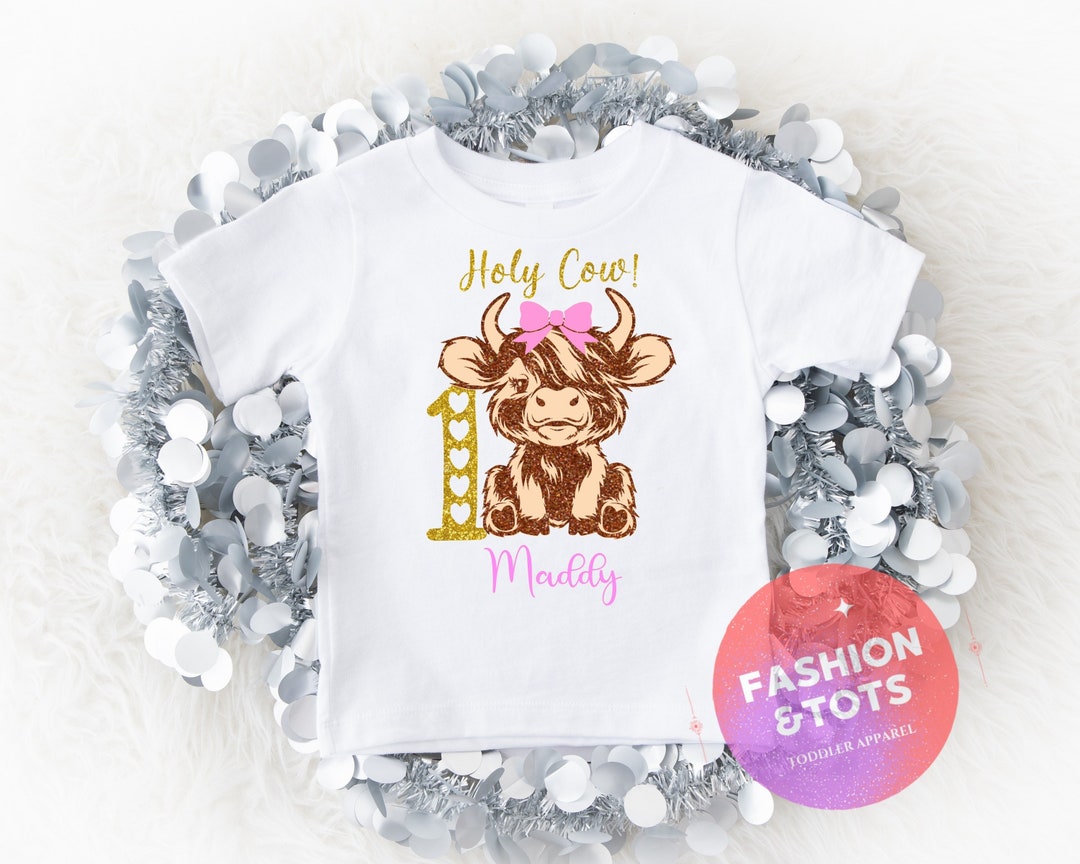 Highland Cow Birthday Shirt Baby Girl Glitter Shirt Highland Cow Bday ...