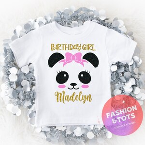 Panda Birthday Girl Outfit Bear Personalized Design Pink and Gold 3 ...