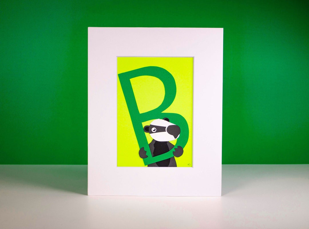 Original "b is for Badger" Hand-cut Illustration - Etsy