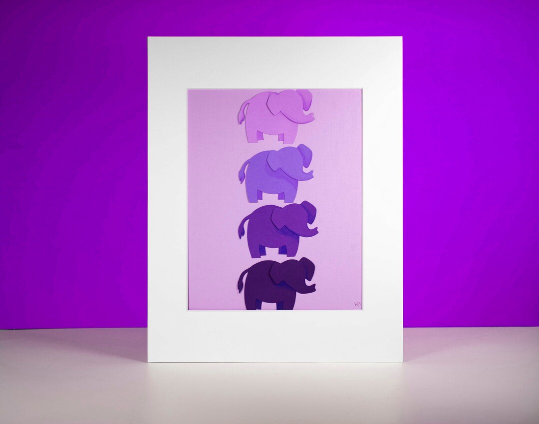 Original Elephant Gradient Hand-cut Paper Illustration - Etsy