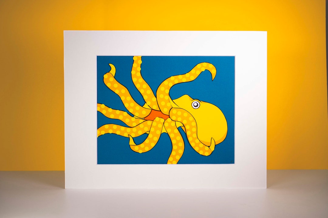 Original Octopus Hand-cut Paper Illustration - Etsy