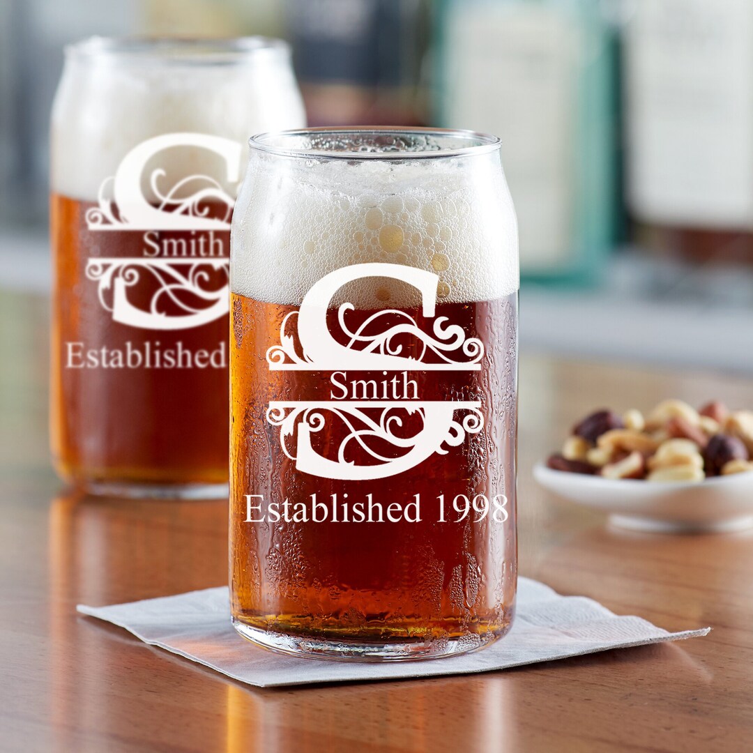 Personalized Beer Can Glass - Fancy Letter Design | Beer Glass ...