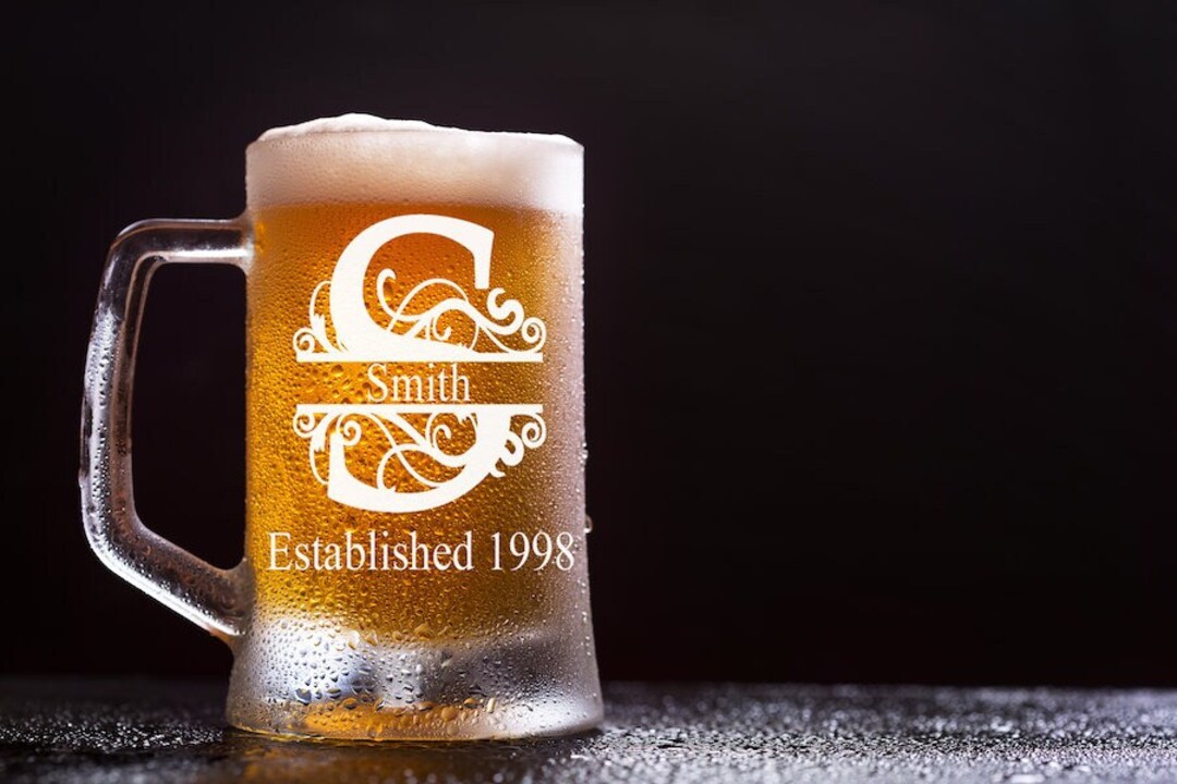 Personalized Beer Mug Fancy Letter Design - Etsy