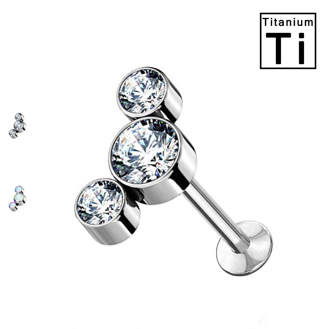 Labret Piercing Cartilage Studs Three Crystals - Etsy