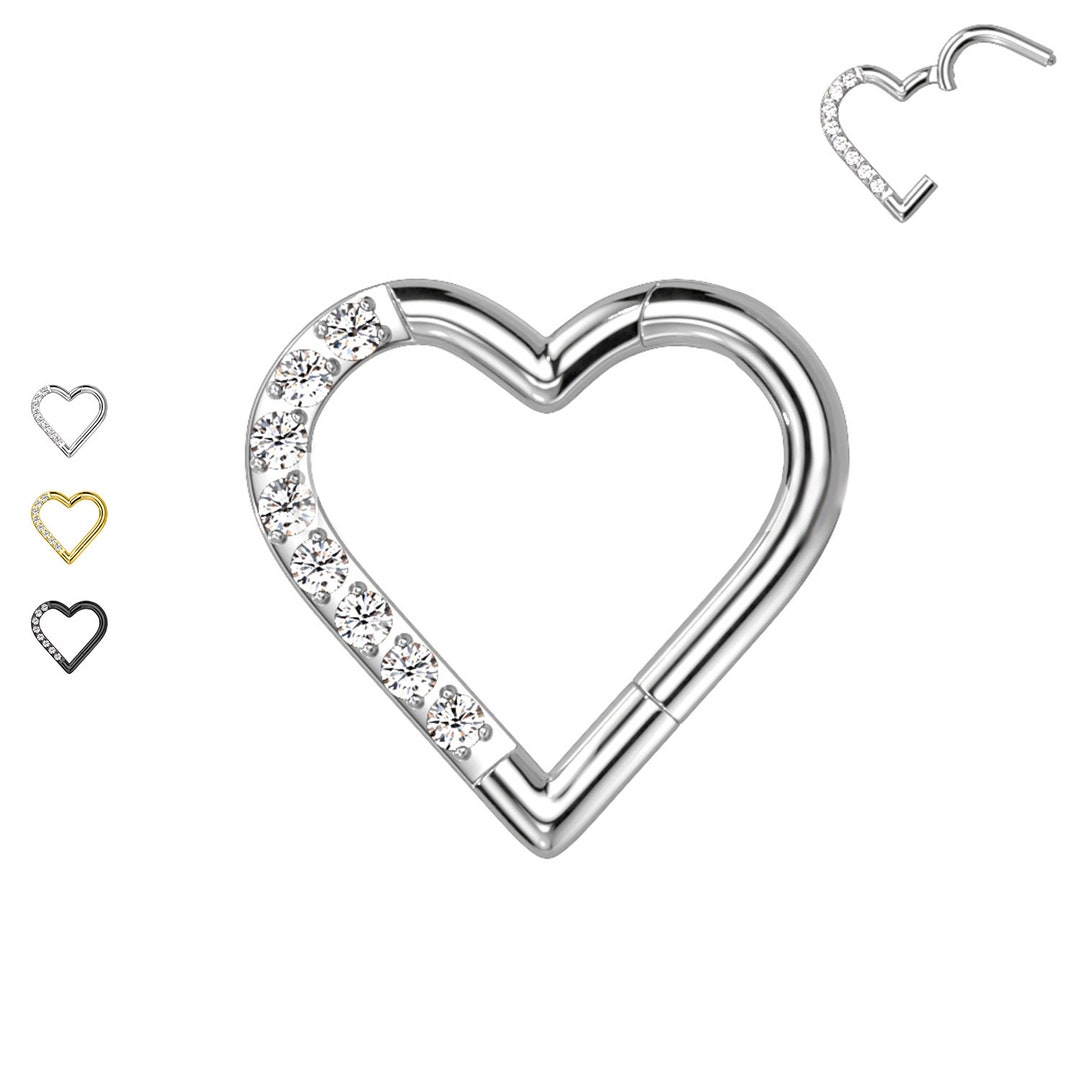 Circle Ear Piercing With Heart Crystals - Etsy