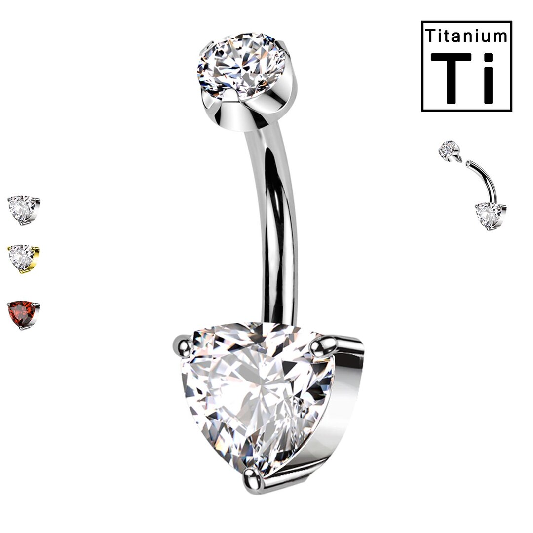 Banana Navel Piercing in Titanium With Triangle-shaped Crystal and ...