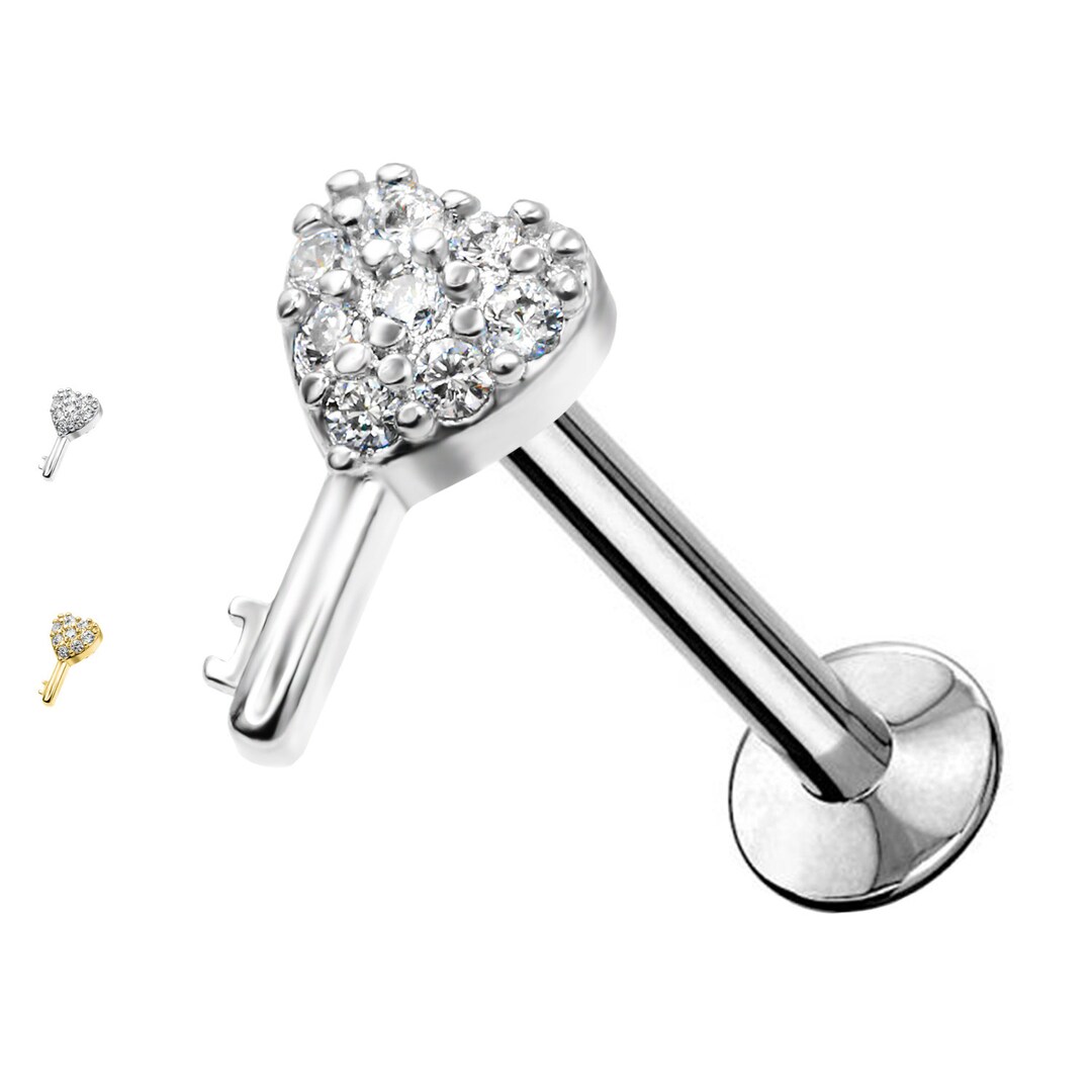 Key and Heart Labret Piercing - Etsy